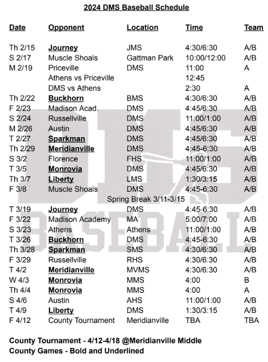 Athletics / DMS Sports Schedules