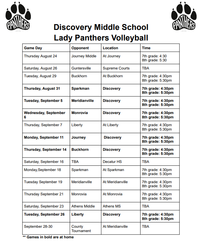 Athletics / DMS Sports Schedules