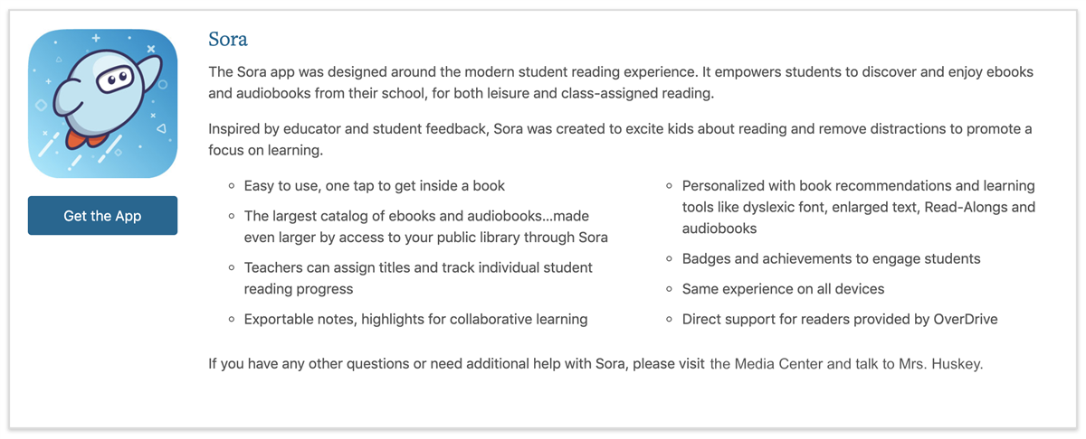 Media Center / NEW! Sora for OverDrive - ebooks & audiobooks